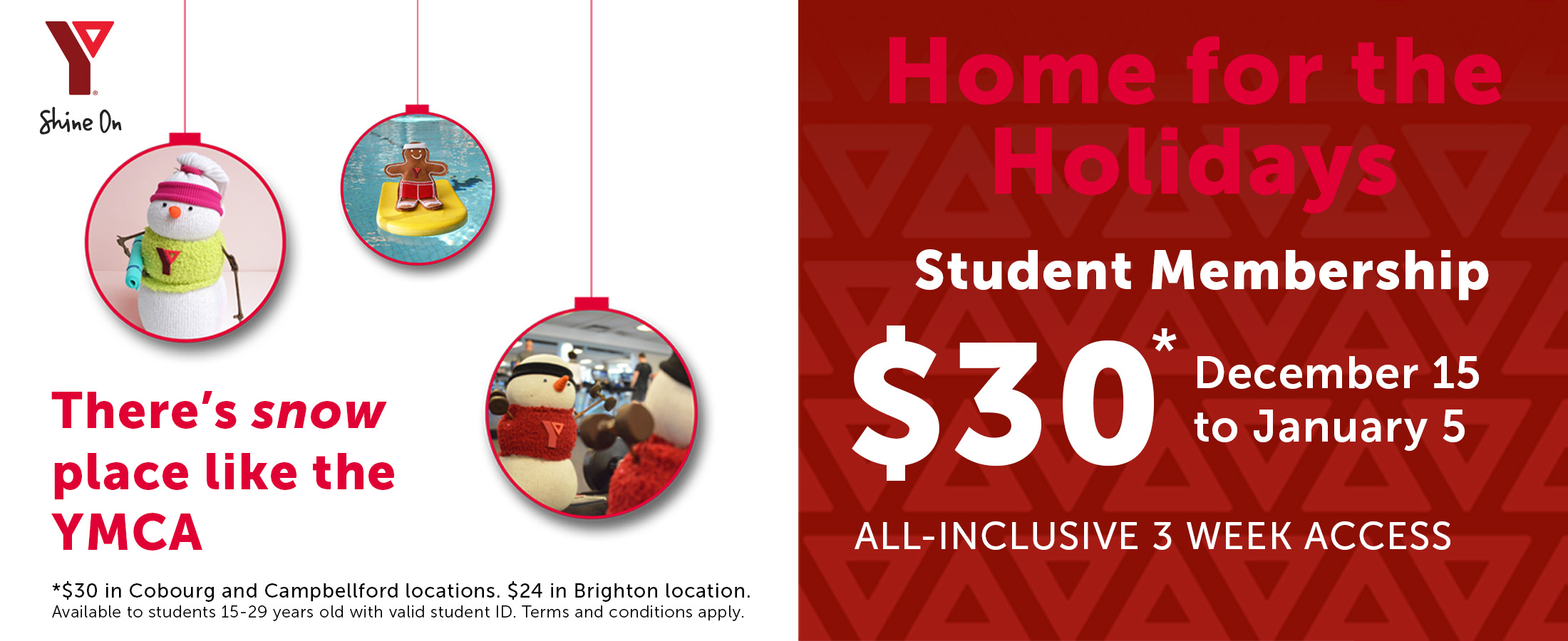 Home for the Holidays Student Membership Offer - YMCA Northumberland